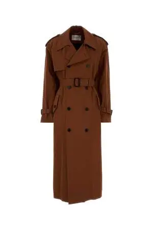 Saint Laurent Caramel Cotton Blend Oversize Trench Coat