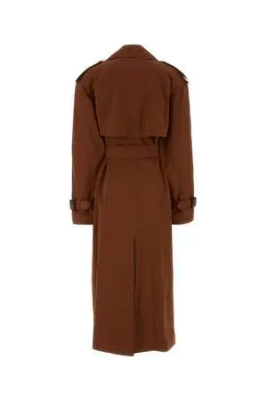 Saint Laurent Caramel Cotton Blend Oversize Trench Coat