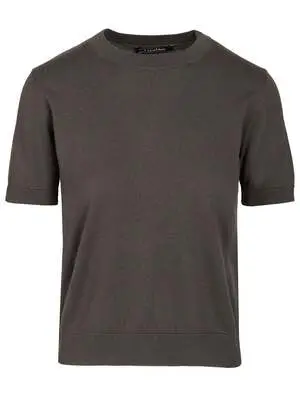 Max Mara Cotton, Silk, And Cashmere Crew Neck Sweater - Gray