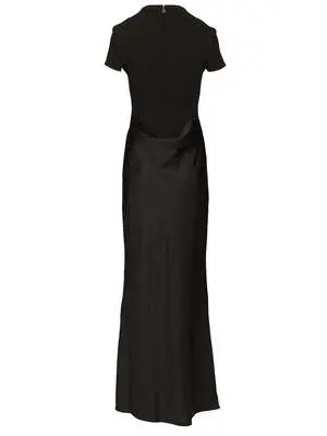 ROTATE BY BIRGER CHRISTENSEN Cap Sleeve Draped Maxi Dress - Black