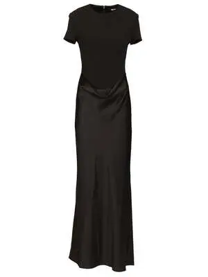 ROTATE BY BIRGER CHRISTENSEN Cap Sleeve Draped Maxi Dress - Black