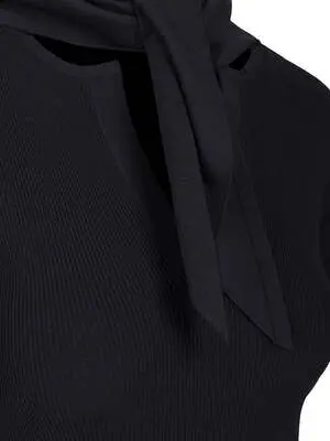 Max Mara Ribbed Knit Scarf Sweater - Blue