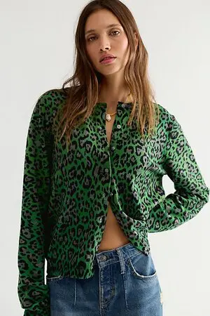 Anna Sui Jaguar Printed Cardigen - Jade