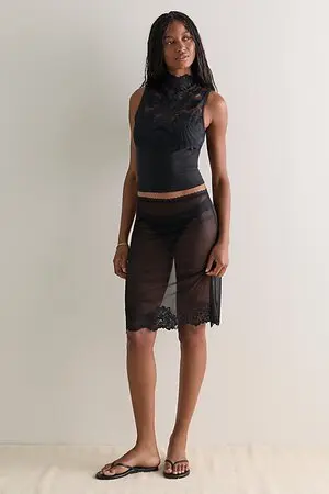 Free People Petal Party Mock Neck Tank - Black Combo