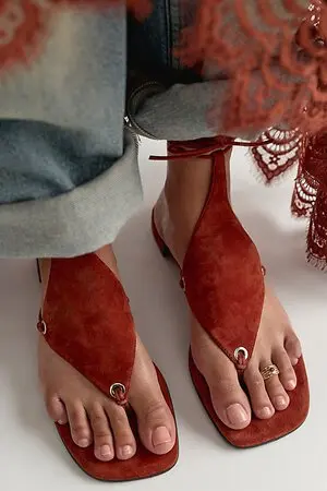 Jeffrey Campbell Indio Wrap Sandals - Rust Suede