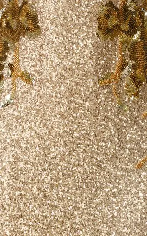 Naeem Khan Long Sleeve Boatneck Stretch Sequin Gown With Hand-beaded Applique