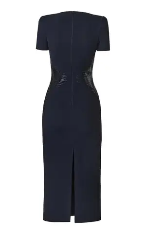 Naeem Khan Beaded Waist Crepe Cocktail Dress