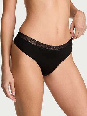 Victoria's Secret No-show Mid-rise Thong Panty Black