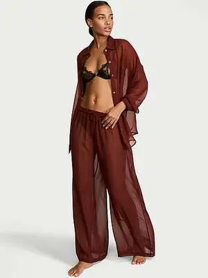 Victoria's Secret Chiffon Pleated Pant - Brown