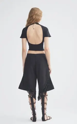 DAR ZÉRO STUDIO Sea Glass Fringe Beaded Jacquard Lamé Board Shorts