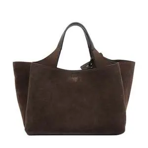 TOD'S Mini Suede Handbag With T Timeless Charm - Brown