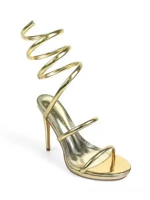 Frederick's Of Hollywood Sabine Round Toe High Heel Sandals - Gold