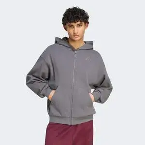 Adidas Kit Small Logo Full-zip Hoodie - Grey Five