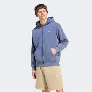 Adidas Trefoil Essentials Washed Full Zip Loose Hoodie - Dark Blue