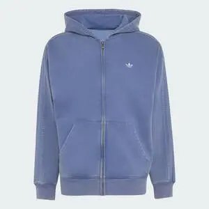 Adidas Trefoil Essentials Washed Full Zip Hoodie - Dark Blue