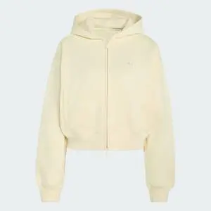 Adidas Essentials Fleece Cropped Full-zip Hoodie - Warm Vanilla