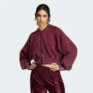 Adidas Sst Double Layered Cropped Track Top - Maroon