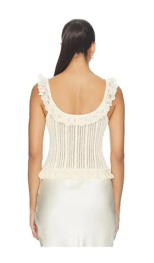 Tularosa Pointelle Knit Ruffle Top