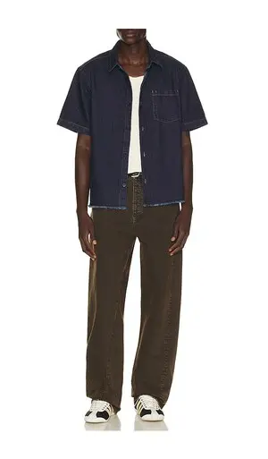 PERCIVAL Harley Denim Cropped Boxy Shirt In . Also - Blue