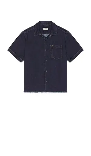 PERCIVAL Harley Denim Cropped Boxy Shirt In . Also - Blue