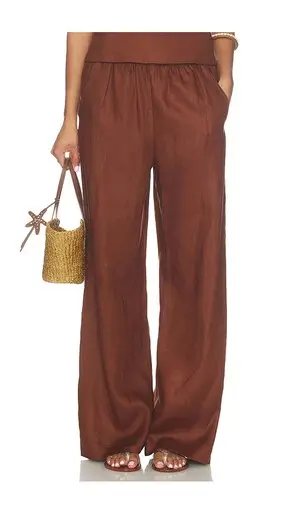 A.L.C. Tyler Wide Leg Linen Pants - Brown