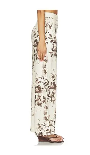 HEVRON Linen Floral Capri Pants - Cream