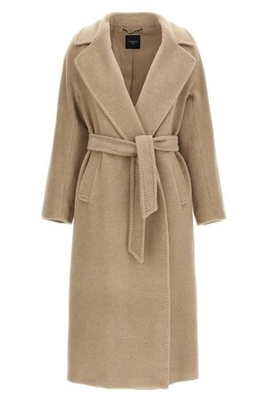 Max Mara Tempera Belted Long-sleeved Coat - Taupe