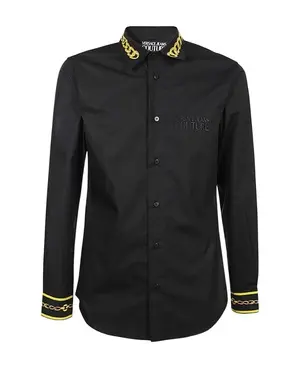 Versace Chain Couture Cotton Shirt - Black