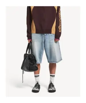 Balenciaga Bleach Light Bleu Denim Stay Press Shorts - Light Blue