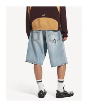Balenciaga Bleach Light Bleu Denim Stay Press Shorts - Light Blue