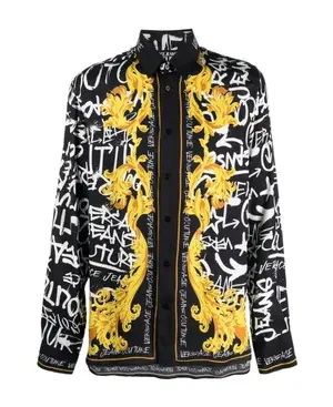 Versace All-over Printed Straight Hem Shirt - Black