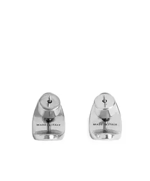 Balenciaga Everyday Stud Earrings In Antique Silver