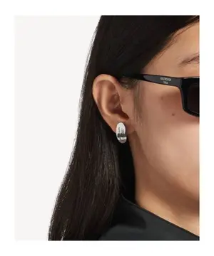 Balenciaga Everyday Stud Earrings In Antique Silver