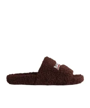 Balenciaga Furry Open Mule In Châtaigne