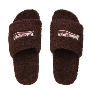 Balenciaga Furry Open Mule In Châtaigne