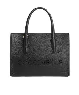 COCCINELLE Grained Leather Tote Bag - Black