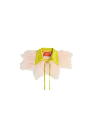 La DoubleJ La Scala Feather-trim Shirt Collar