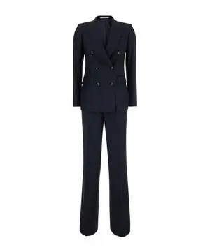 Tagliatore Double-breasted Suit With Peak Revers In Fabric For - Blue