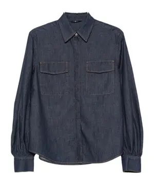 7 For All Mankind Balloon-sleeve Denim Shirt - Black