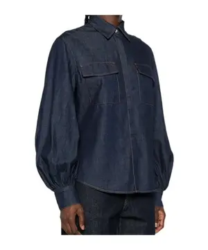7 For All Mankind Balloon-sleeve Denim Shirt