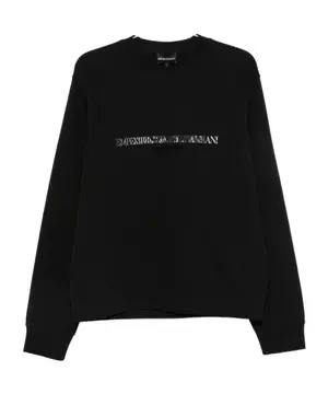 Emporio Armani Logo-print Cotton Sweatshirt - Black