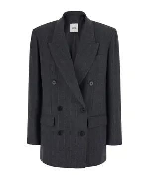 JUCCA Double-breasted Prince Of Wales Check Blazer In A Wool Blend - Grey