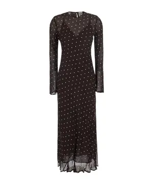 SEMICOUTURE Long Polka-dot Dress - Black