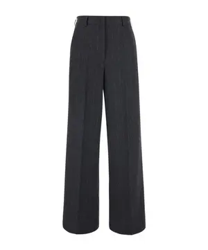JUCCA Gray Pants With Striped Motif In Wool Blend For - Grey