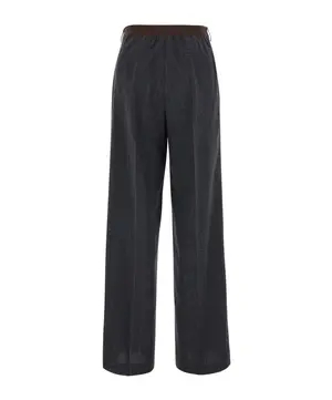 JUCCA Gray Pants With Striped Motif In Wool Blend For