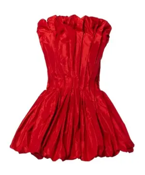 Tove Marina Peplum Silk Taffeta Top - Red