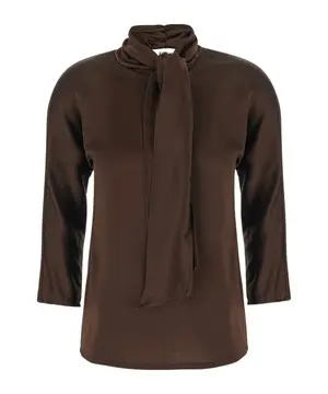 JUCCA Bow-neck Blouse - Brown
