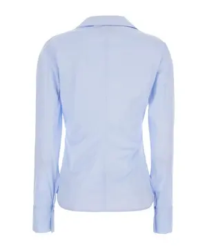 SEMICOUTURE V-neck Long-sleeve Top - Light Blue
