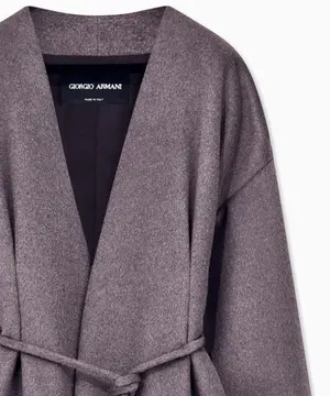 Giorgio Armani Llama Wool Caban Coat With Deep V-neckline