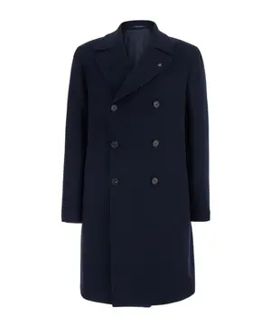 Tagliatore Blue Coat With Button Front Closure - Black